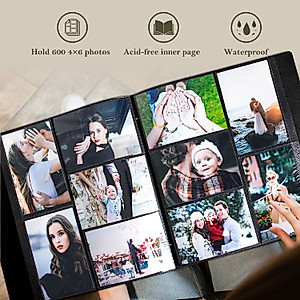 Lanpn Photo Album 4x6 600 Pockets Photos, Linen Cover Large Picture Albums Holds 600 Horizontal and Vertical Photos Beige