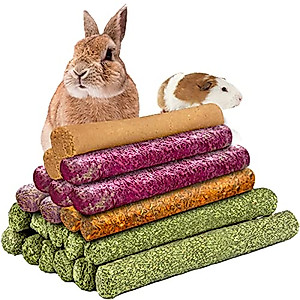 TEEMEE 320g Timothy Hay Sticks, Small Animal Chew Toys for Rabbit, Guinea Pig, Chinchilla, Rat, Gerbil, Hamster, Natural Teeth Grinding Toys, Handmade Treats
