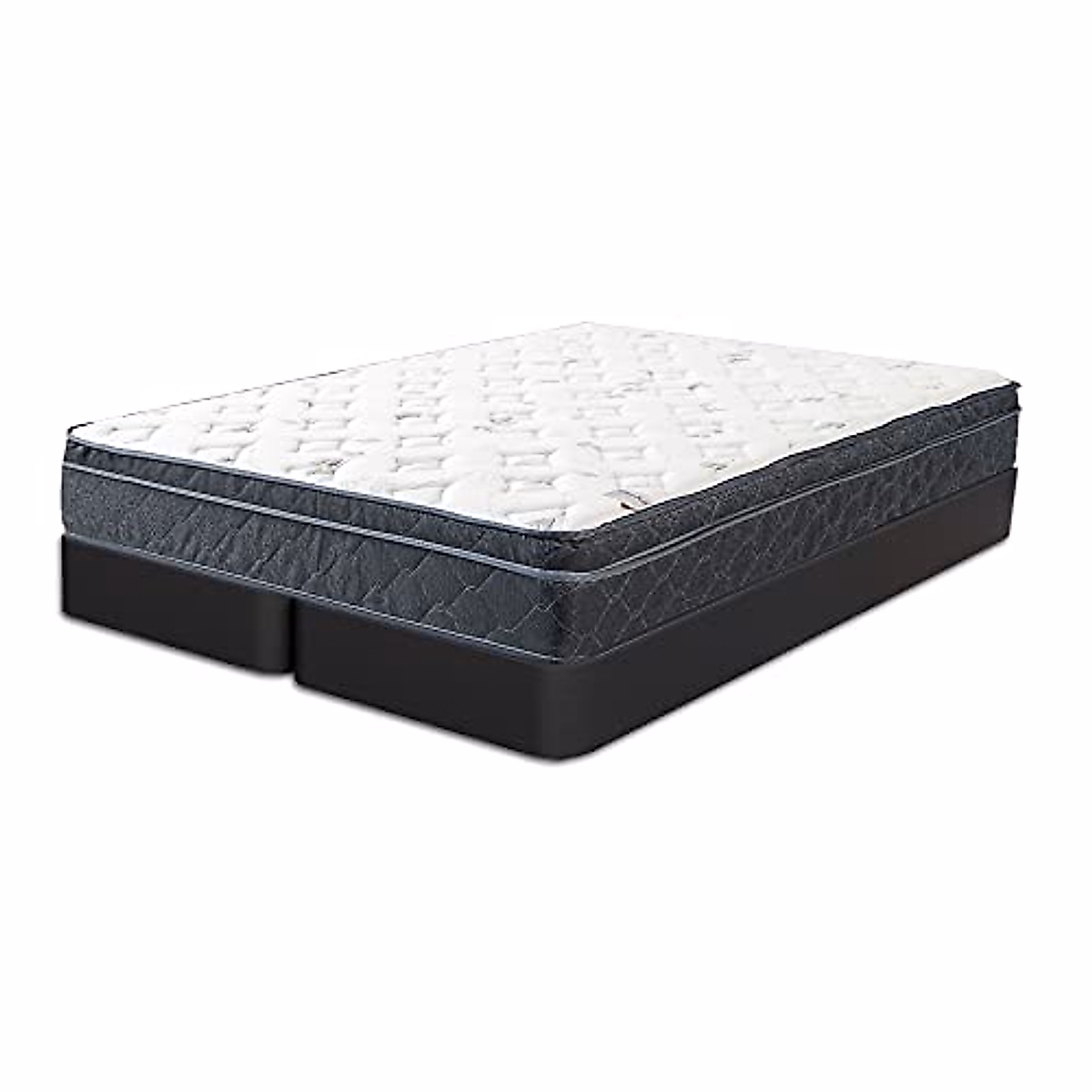 Greaton 12" Full Breathable Medium Firm Support Hybrid Mattress in a Box with Pressure Relieving Quilted Eurotop for Cloud Like Comfort with 8" Box Spring, Black