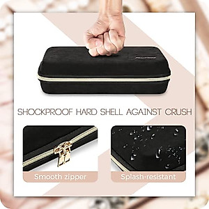 ProCase Large Travel Jewelry Organizer Case, Jewellry Home Storage Book Ring Binder with Clear Pockets for Presentation, Zippered Pouch Bag for Earrings Necklaces Bracelets -Black