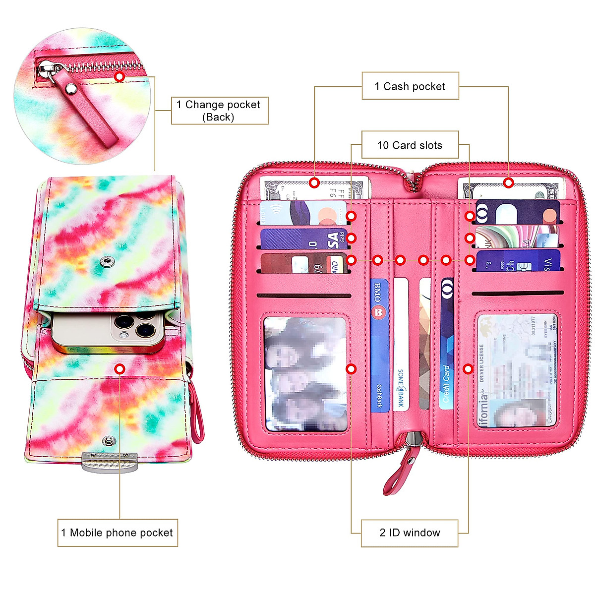 OIDERY Small Crossbody Phone Bags Cellphone Wallet Purse for Women with Credit Card Slots