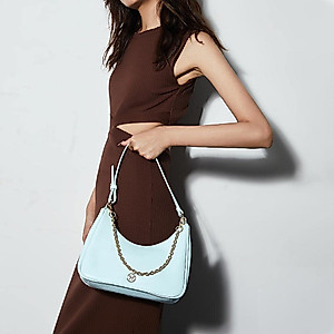 VICTORIA HYDE Clutch Bag Women's Small Shoulder Bag Retro Genuine Leather Shoulder Bag Vintage Handbag (Cyan)