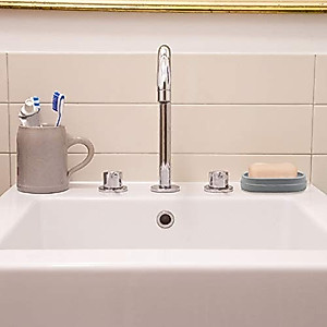 KUFUNG Soap Tray, Plastic Soap Dish, Soap Case Holder for Bathroom Shower Waterfall Drainer Kitchen, Keep Soap Dry & Easy to Clean (Grey, Plastic-Oval Shape)