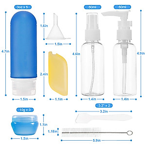 Beveetio 17 Pack Travel Bottles TSA Approved, 3OZ Leakproof Silicone Refillable Travel Size Containers for Toiletries, BPA Free Travel Accessories Tubes Cosmetic Shampoo Lotion Soap