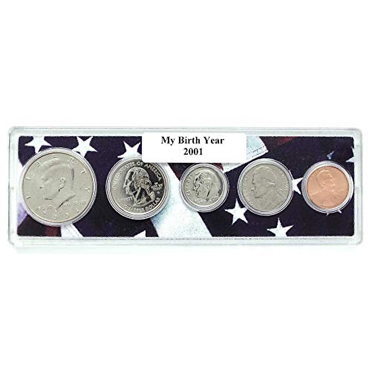 2001-5 Coin Birth Year Set in American Flag Holder Uncirculated