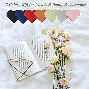 Leather Loveheart Bookmark,7pcs Page Corner Marks Reading Book Marker Book Reading Gift for Book Lovers