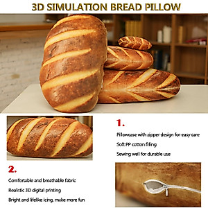 MMTTAO 3D Simulation Bread Plush Pillow 22 inch Soft Lumbar Baguette Back Cushion Stuffed Toy Funny Food Plush Butter Toast Bread Food Cute Plushies Decorative Pillow for Sleeping Home Decor, 22Inches