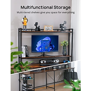 Evajoy Home Office Desk, 94.5” Two Person L-Shaped Gaming Desk with AC Outlets and USB Ports, Double Workstation with Monitor Stand, Computer Corner Desk with Adjustable Shelf for Home,Office,Study
