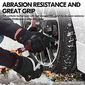 Vgo... 1-Pair -4℉ or above 3M Thinsulate C100 Lined High Dexterity Touchscreen Synthetic Leather Winter Warm Work Gloves, Waterproof Insert (Size L, Black, SL8777FW)