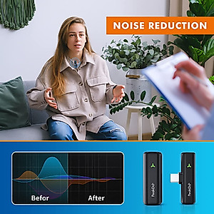 PeakDo Wireless Lavalier Lapel Microphone for USB C Phone, Plug-Play Wireless Mic for Recording Interview Video Podcast Vlog TikTok YouTube, 165ft Range Mini Microphone with Charging Case