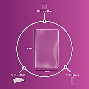 Purple Q Crafts Clear Basket Bags, 10 Pack, Clear Cellophane Wrap for Baskets & Gifts 18"x 30" 1.5 Mil Thick Easter Basket Bags(10)