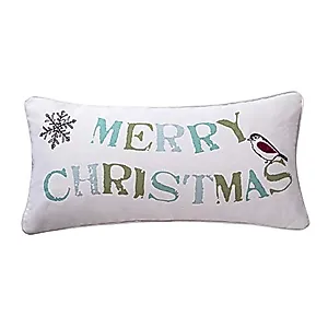 Levtex Home - Holly - Decorative Pillow (12X24in.) - Merry Christmas - Teal, Green, Red and Black