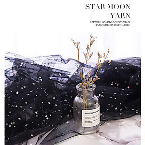 Glitter Tulle Fabric Rolls, 6” by 50 Yards (150FT) Sparkling Tulle Spool Ribbon Sequin Tulle Netting Fabric for Tutu Skirt Wedding Birthday Baby Shower Bows Party Decoration (Black)