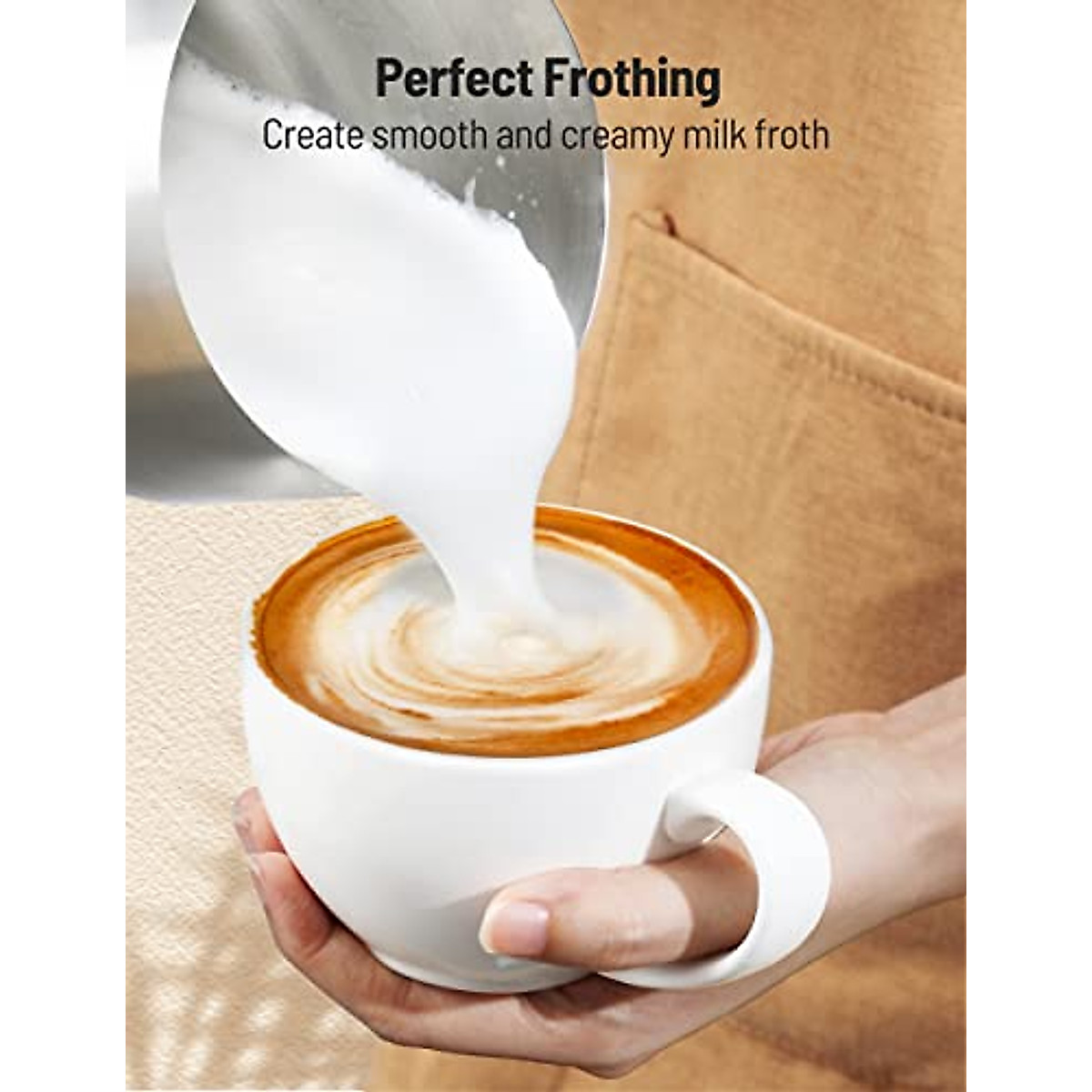 Paris Rhône Milk Frother and Steamer, 4 in 1 Detachable Milk Warmer, 500ML Hot Chocolate Maker and Electric Milk Heater, Food Grade Stainless Steel, Hot/Cold Foam Maker, Dishwasher Safe