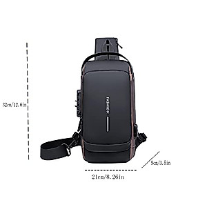 Wenini USB Charging Sport Sling Anti-Theft Shoulder Bag,one Shoulder Satchel Water-Repellent and Drop-Resistant Material, Black