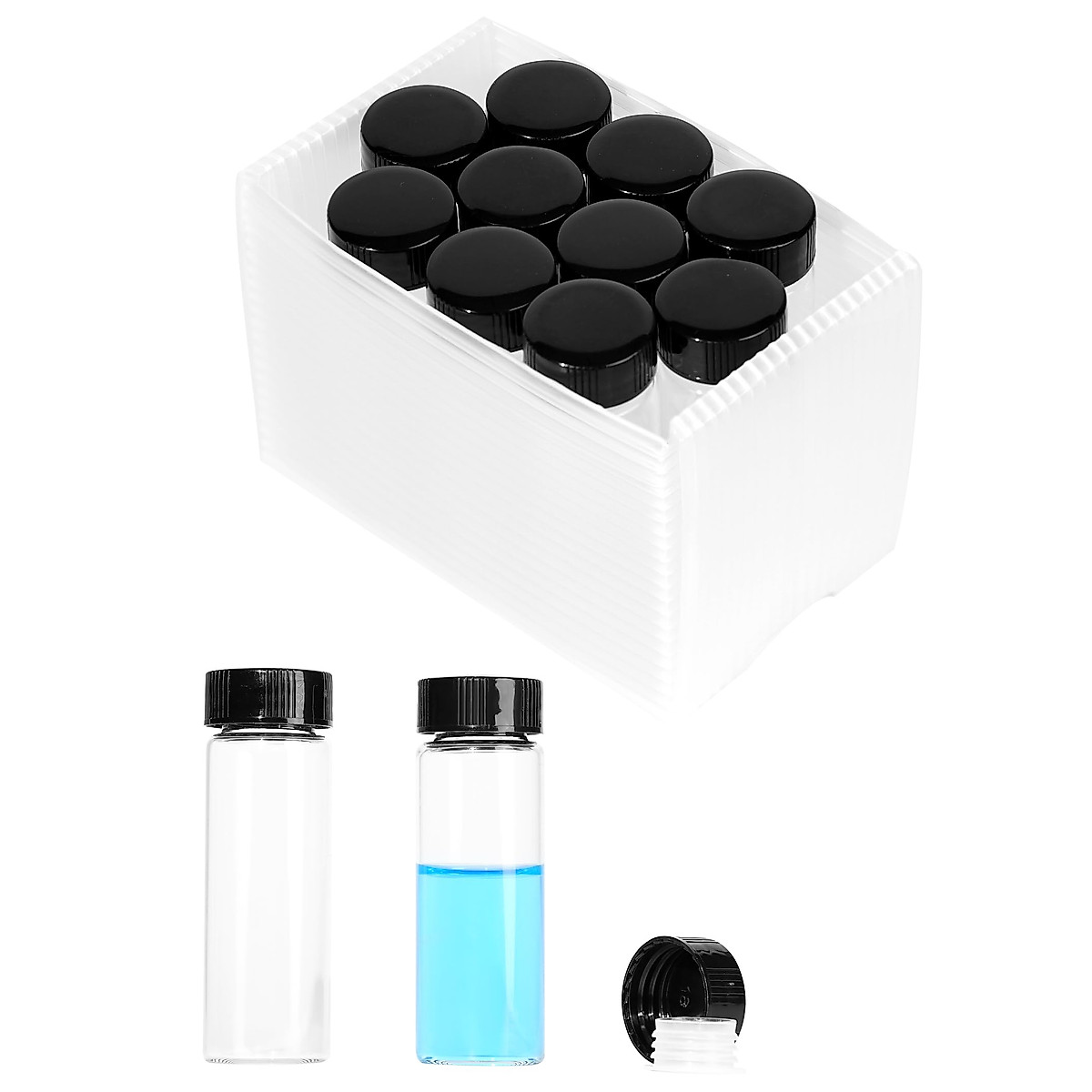 30ml Clear Small Glass Vials with Screw Caps, Small Vials for Essential Oil, Leak-Proof Sample Vials with Lids(10pcs)