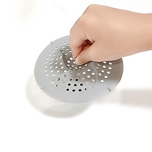 Altsuceser Hair Catcher Durable Silicone Hair Stopper Shower Drain Covers Easy to Install and Clean Suit for Bathroom Bathtub and Kitchen, Floor Sink Strainer Grey