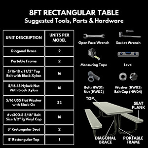 Coated Outdoor Furniture Heavy-Duty Portable Outdoor Picnic Table, Thermoplastic Coated Expanded Metal Commercial-Grade Patio Dining Furniture Made in America (8ft Rectangular, Green)