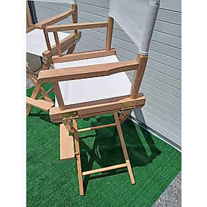 2 Pack 30" Director's Chair Natural Oak Frame-with White Canvas, Bar Height