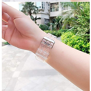 Wrist-B Compatible for Apple Watch Band Clear 44mm 45mm 42mm,Transparent Clear Watch Band Soft Silicone Sport Case and Strap for iWatch Series 7/6/5/SE Women Men (45mm/44mm/42mm)