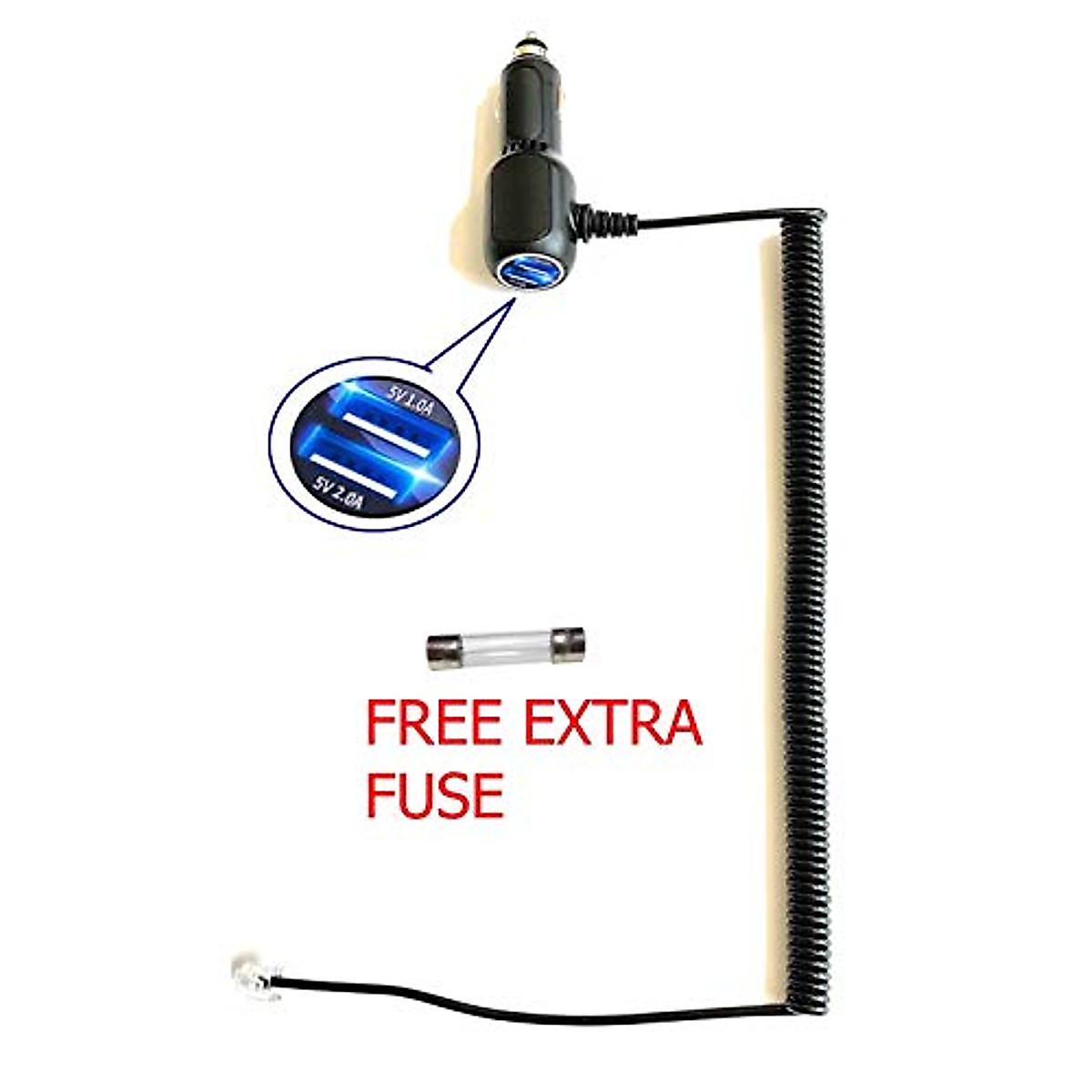 DCPOWER Coiled/Curled Power Cord Replacement for UNIDEN DFR8, DFR9 Radar Detector