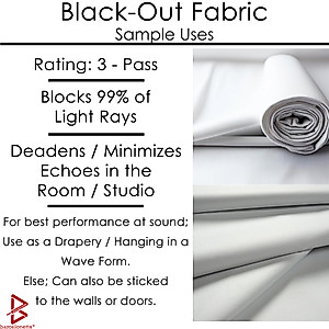 Barcelonetta | Black Out Fabric | 3 Pass Rated, Blocks 99% Light Ray | 58" Wide | Echo Deadening | Drapery, Lining (Black, 2 Yard)