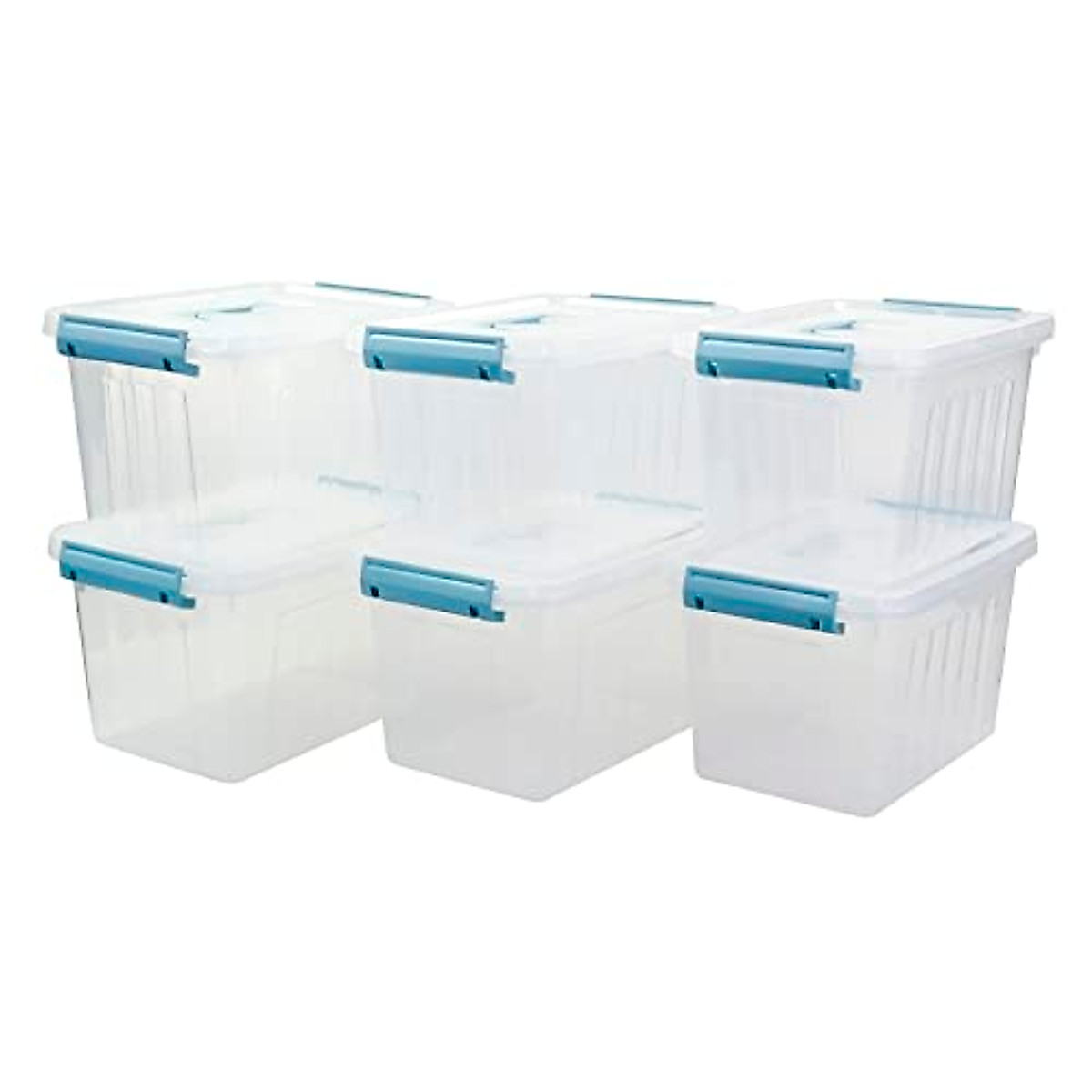 Ucake 8 Quart Plastic Small Storage Box with Handel, Clear Storage Bin with Lid, 6 Pack