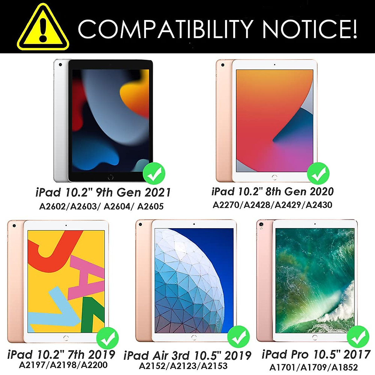 eoso Trackpad iPad Keyboard Case for Apple iPad 10.2" 2021 9th&8th&7th Gen, Air 3,Pro 10.5-7 Color Backlight,Touchpad Detachable Slim Cover with Pencil Holder (10.2"/10.5",Black)