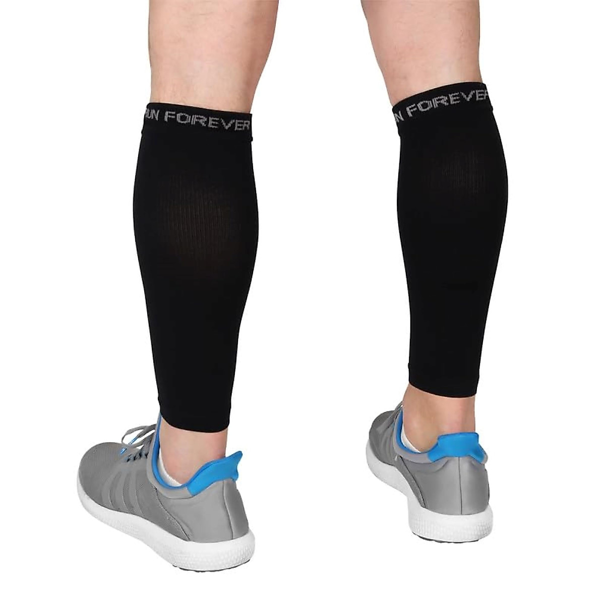 Calf Compression Sleeves for Men and Women - Footless Compression Socks for Runners, Shin Splints, Varicose Vein and Calf Pain Relief - Leg Brace for Running, Cycling, Travel - Medium, Black