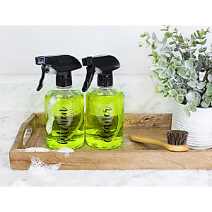 Cornucopia Plastic Cleaning Spray Bottles with Labels (Set of 4); 16oz Refillable Trigger Sprayers w/ 3 Settings and Farmhouse Script Labels