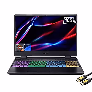 acer Nitro 5 Gaming Notebook, 15.6'' QHD IPS 165Hz, AMD Ryzen 7 6800H, GeForce RTX 3070 Ti, 32GB DDR5, 2TB PCIe 4.0, 4-Zone RGB KB, WiFi 6E, RJ45, USB-C, SPS HDMI 2.1 Cable, Win11 Pro, Black,(AN515)