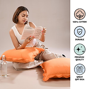 Folkulture Throw Pillow Covers 18x18, Throw Pillow for Couch Pillows for Living Room, Orange Throw Pillow Covers, Set of 2 Boho Throw Pillows, Accent Pillows, Decorative Pillow, Scalloped Pillow Cover