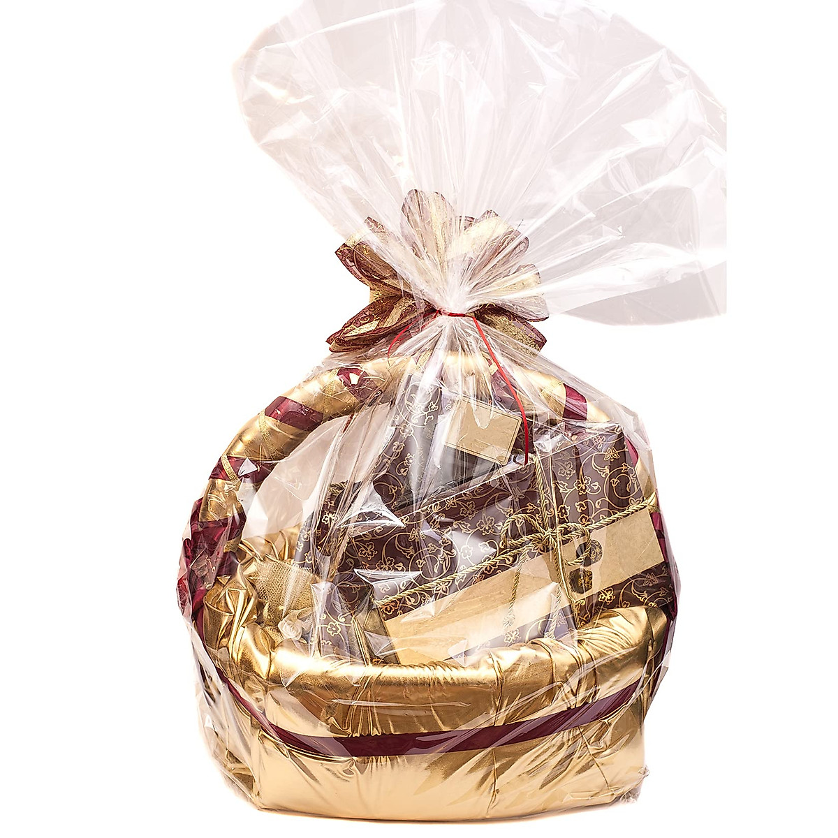 Yotelab Large Jumbo Cellophane Bags for Gift Basket, 32x42 Inches 10Pcs Huge Clear Basket Bags