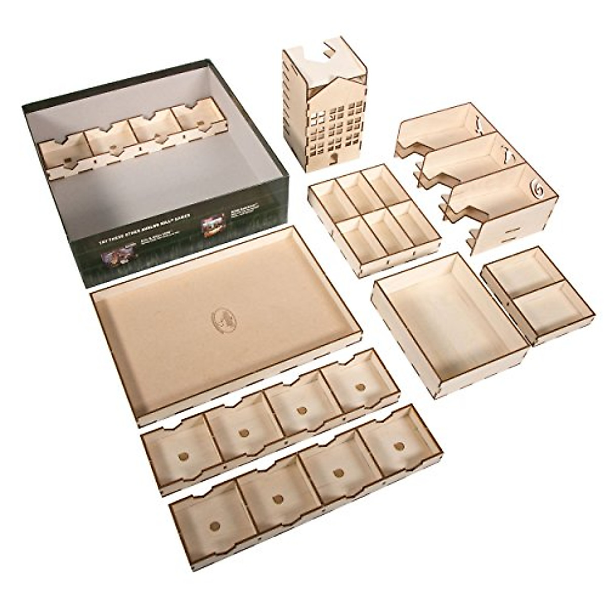 The Broken Token - Betrayal at House on the Hill 2nd ed, 3rd ed, and Baldur's Gate and Expansions Wooden Game Organizer - Wooden Game Organizer Box with Multiple Trays