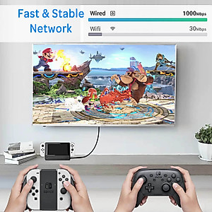 TV Docking Station with 1000M Ethernet for Nintendo Switch,Charging Dock for Nintendo Switch Portable Dock Station,3-Port USB 2.0,USB C to HDMI 4K for Switch, Switch OLED(Not Supported Switch lite)