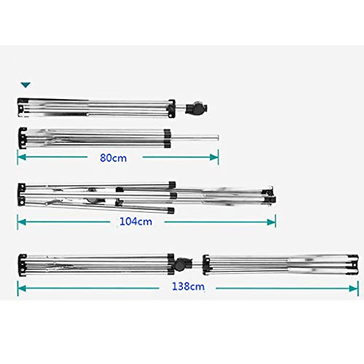 LXLTL Clothes Drying Racks Stainless Steel Clothes Airer Landing Folding Indoor and Outdoor Retractable Household Balcony Quilt Clothes Pole Can Bear 80kg,Without Storage Bag