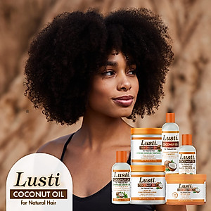 Lusti Coconut Oil Leave In Conditioning Cream, 8 fl oz - Repair and Restore - Rejuvenate Dry Brittle or Coarse Hair