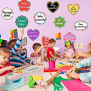 STOBOK 24PCS Confetti Positive Sayings Accents,9 inches x 9 inches Removable Back to School Sign Stickers with Adhesive Tape for Classroom,Kids Home Encouragement Decoration