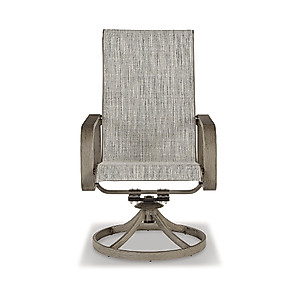 Signature Design by Ashley Beach Front Contemporary Outdoor Sling Swivel Chair, 2 Count, Gray