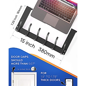 KEOAMG Over The Door Hooks, No Assembly Required Door Hanger Hook, Sturdy Over The Door Coat Rack, Over Door Hanger Door Hooks for Hanging Clothes, Towels, Hats, Matte Black