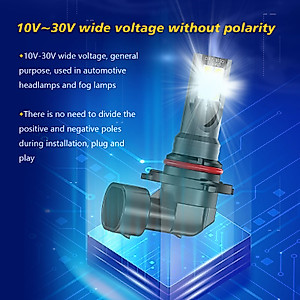 GKmow 2 PCS 9005 Car Fog Light Bulb, 3030 12SMD 50000H 6000K High Brightness Stable Light Source Reversing Light, 1500LM 360° Lighting Tail Light, Suitable Most Car Models (White) (GKQZD2001WH-9005)