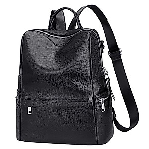 ALTOSY Leather Backpack for Women Elegant Genuine Backpack Purse Ladies Leather Shoulderbag （S80 Black）