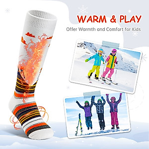 Cimkiz Ski Socks Kids Winter Warm Thermal Snow Socks, Skiing Snowboarding Skating for Toddler Boys and Girls (2 Pairs or 3 Pairs)