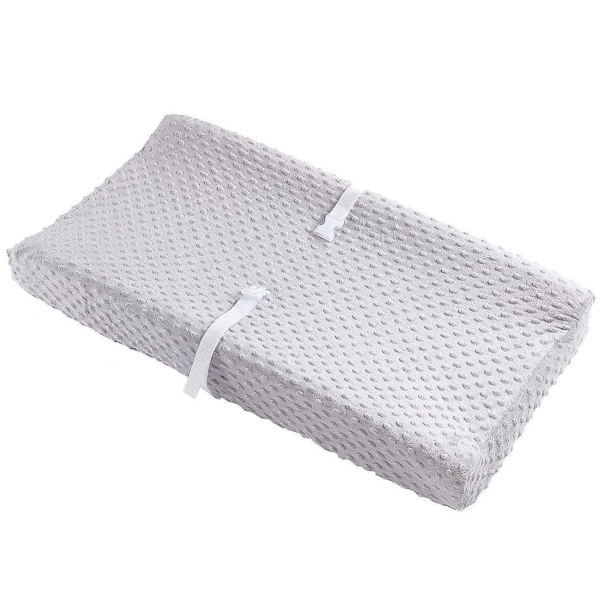 Solid Changing Table Pad Cover Cradle Sheet, Fits 32"/34''x16" Contoured Diaper Changing Pad, Ultra Soft Cozy Minky Dots Plush Changing Table Covers, Breathable Wipeable Removable (Grey)