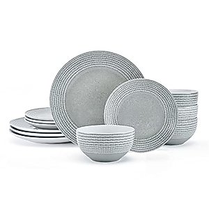 Pfaltzgraff Felicity 12 Piece Dinnerware Set, Service for 4,Gray