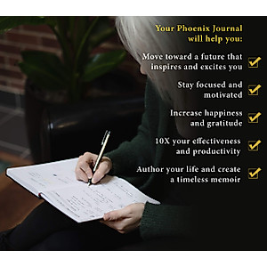 The Phoenix Journal - Best Daily Goal Planner, Organizer, & Calendar for Goal Setting, Gratitude, Happiness, & Productivity - Vision Board & Habit Tracking - 12 Weeks, Undated, Hardcover - Black