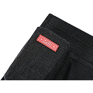 Zafit Linen Bedside Caddy, Bedside Storage Organizer for Hospital Beds, College Dorm Rooms or Baby Bed (4 Pockets-Black)