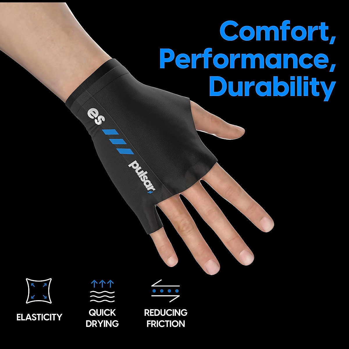 PULSAR eS Gaming Arm Sleeve for Esports Gaming Compression Sleeve, Finger Glove Large Black