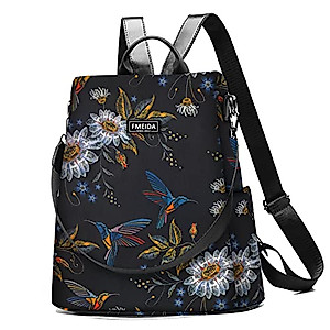 Backpack Purse for Women Travel Backpack Anti Theft Fashion Backpack Nylon Waterptoof Backpack Daypack College Bookbag Shoulder Bag Cute Hummingbird