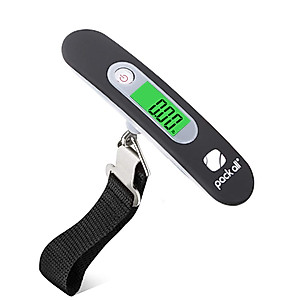 pack all 110 Lbs Luggage Scale, Digital Handheld Luggage Scale, Baggage Scale, Travel Weight Scale for Luggage with Backlit LCD Display, Battery Included, Black